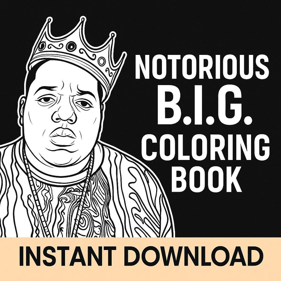 Notorious B.I.G. Coloring Book Pages, A Tribute to a Legend, Hip Hop ...