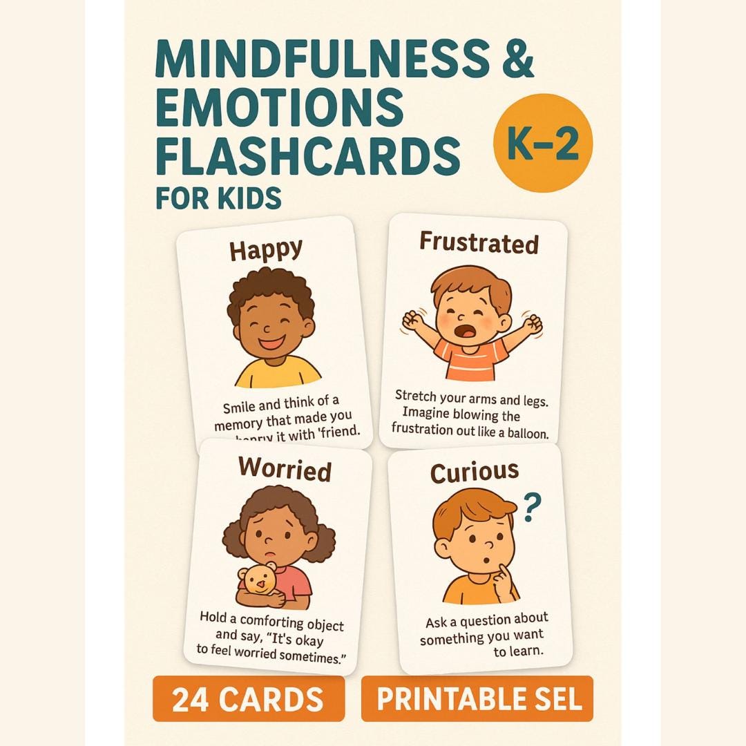 Mindfulness & Emotions Flashcards: SEL Coping Strategies (K-2) (instant ...