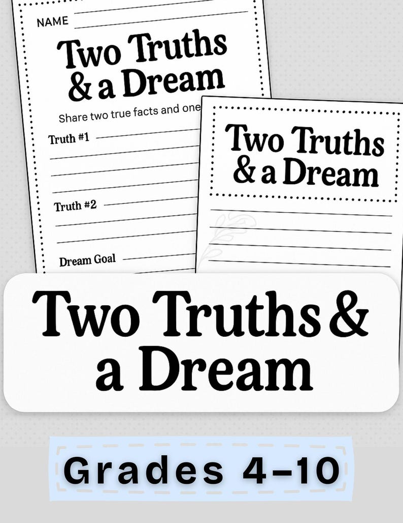 Two Truths and A Dream Icebreaker Worksheet, Classroom Resource, Back ...