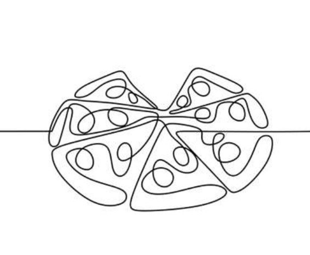 Single Continuous Line of Pizza. Pizza Fast Food in One Line Style on ...