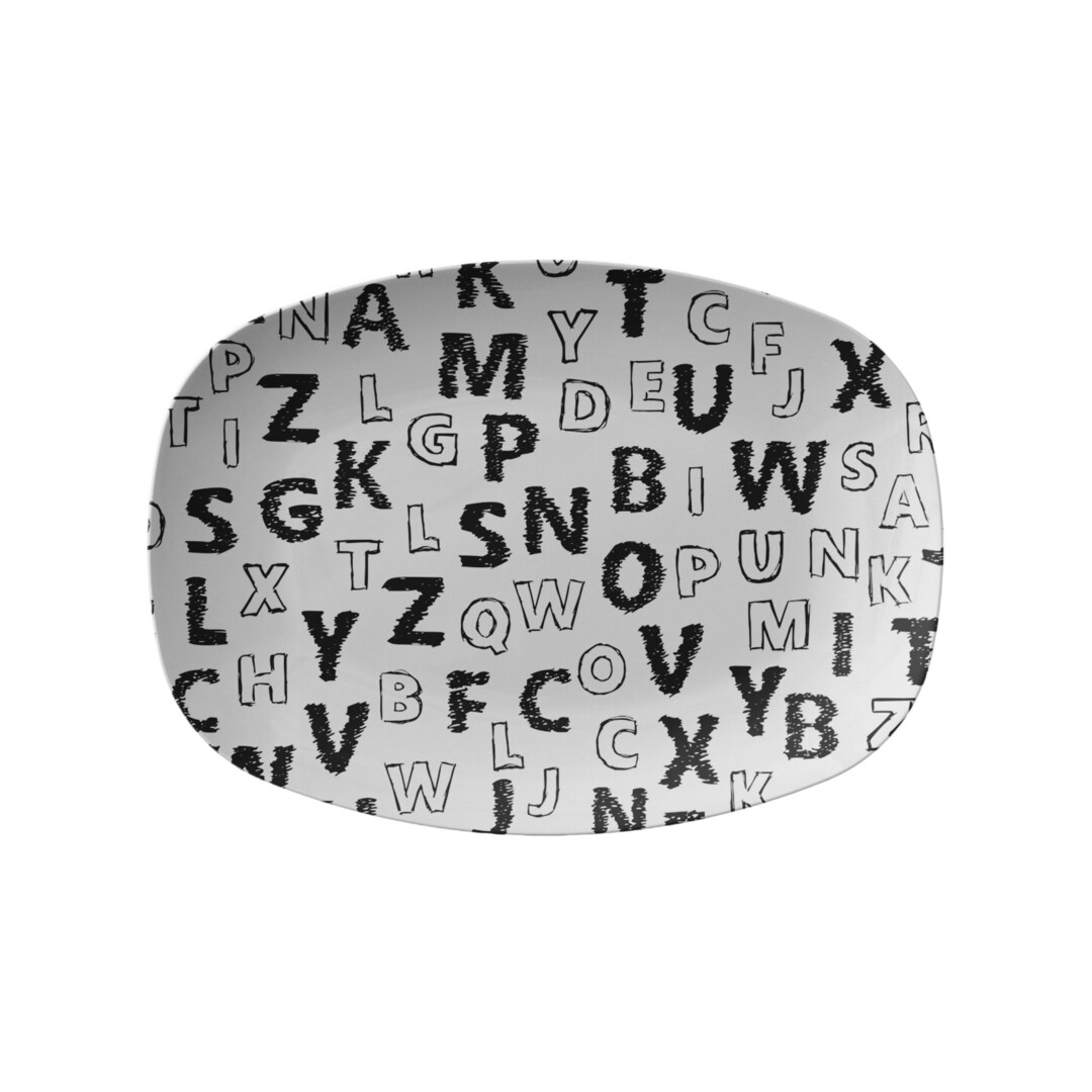 Black and White Alphabet Platter - Etsy