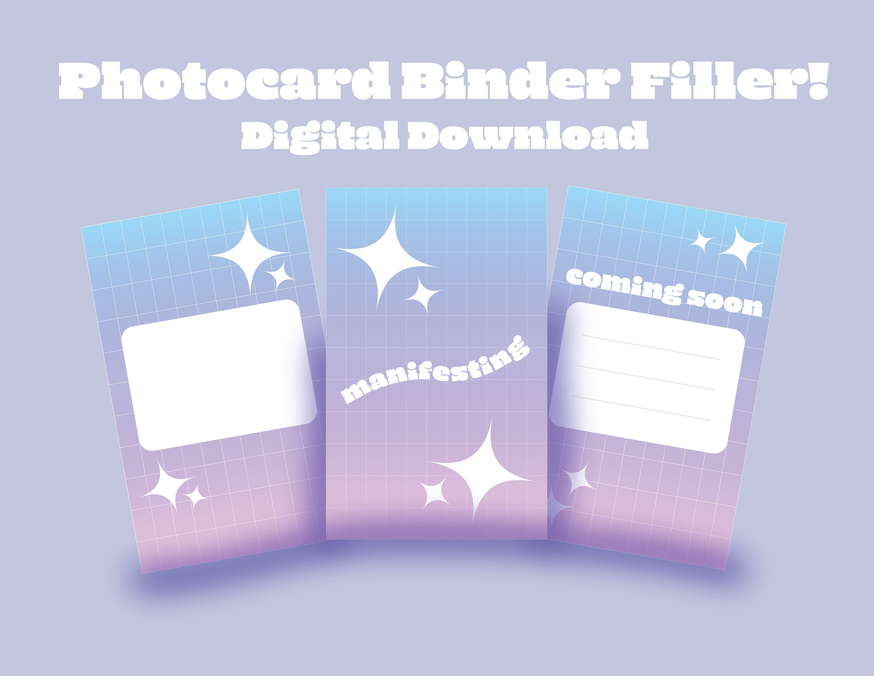 KPOP Gradient Sparkle Photocard Binder Filler Placeholder Cards digital ...