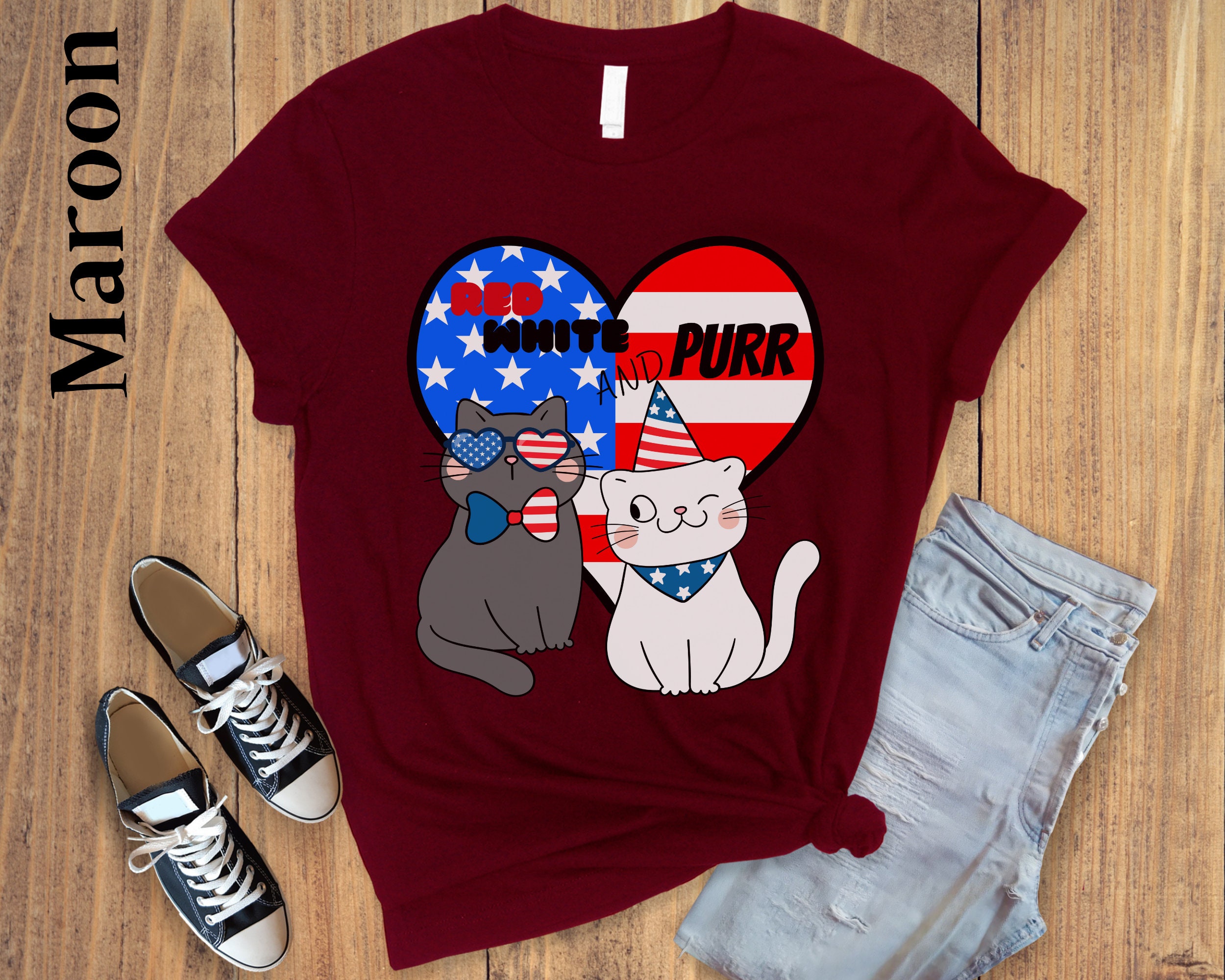 Red White and Purr Fourth of July Shirt Girly 4th of July - Etsy