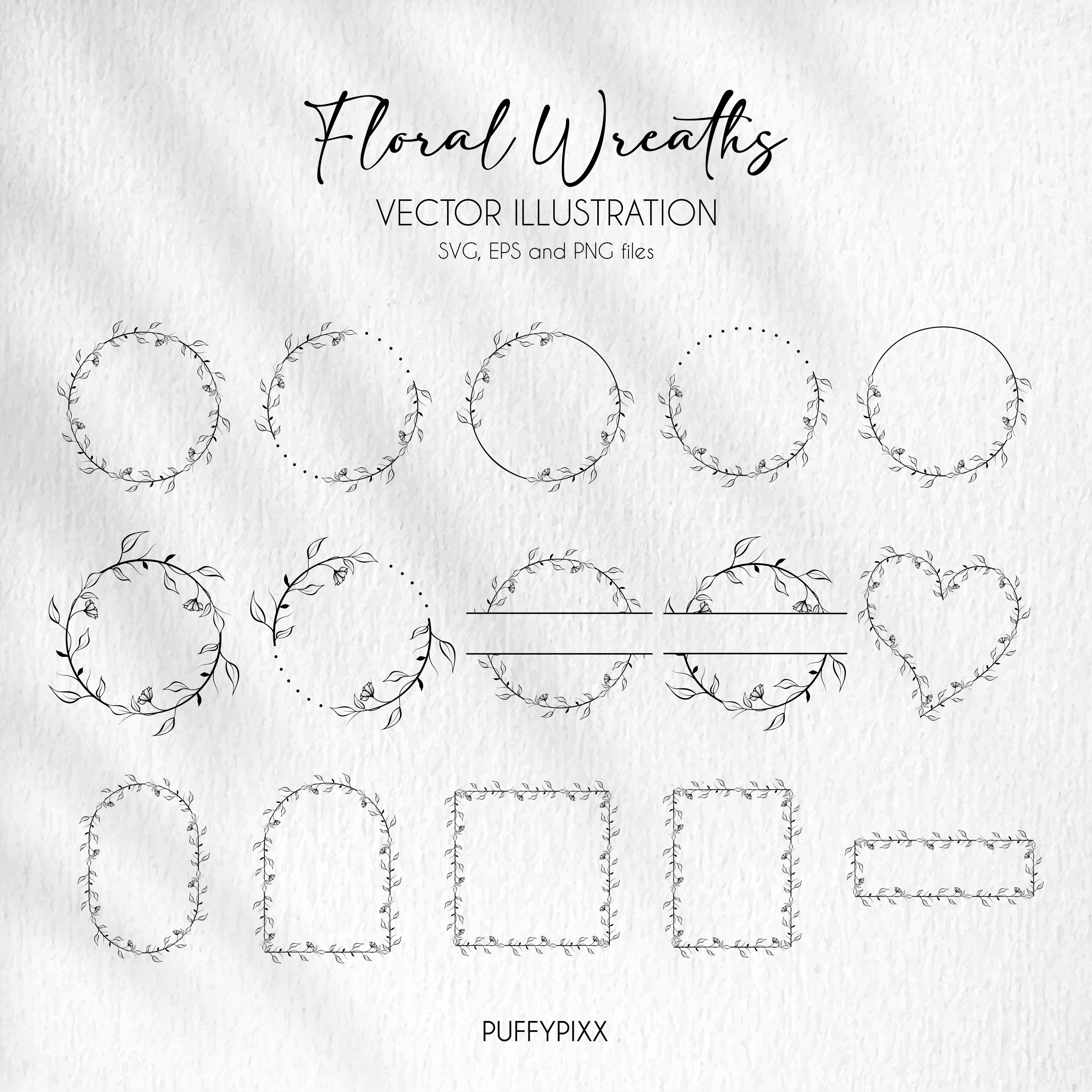 Wreath Bundle, Flower Svg Wreath, Circle Border With Flowers, Svg ...
