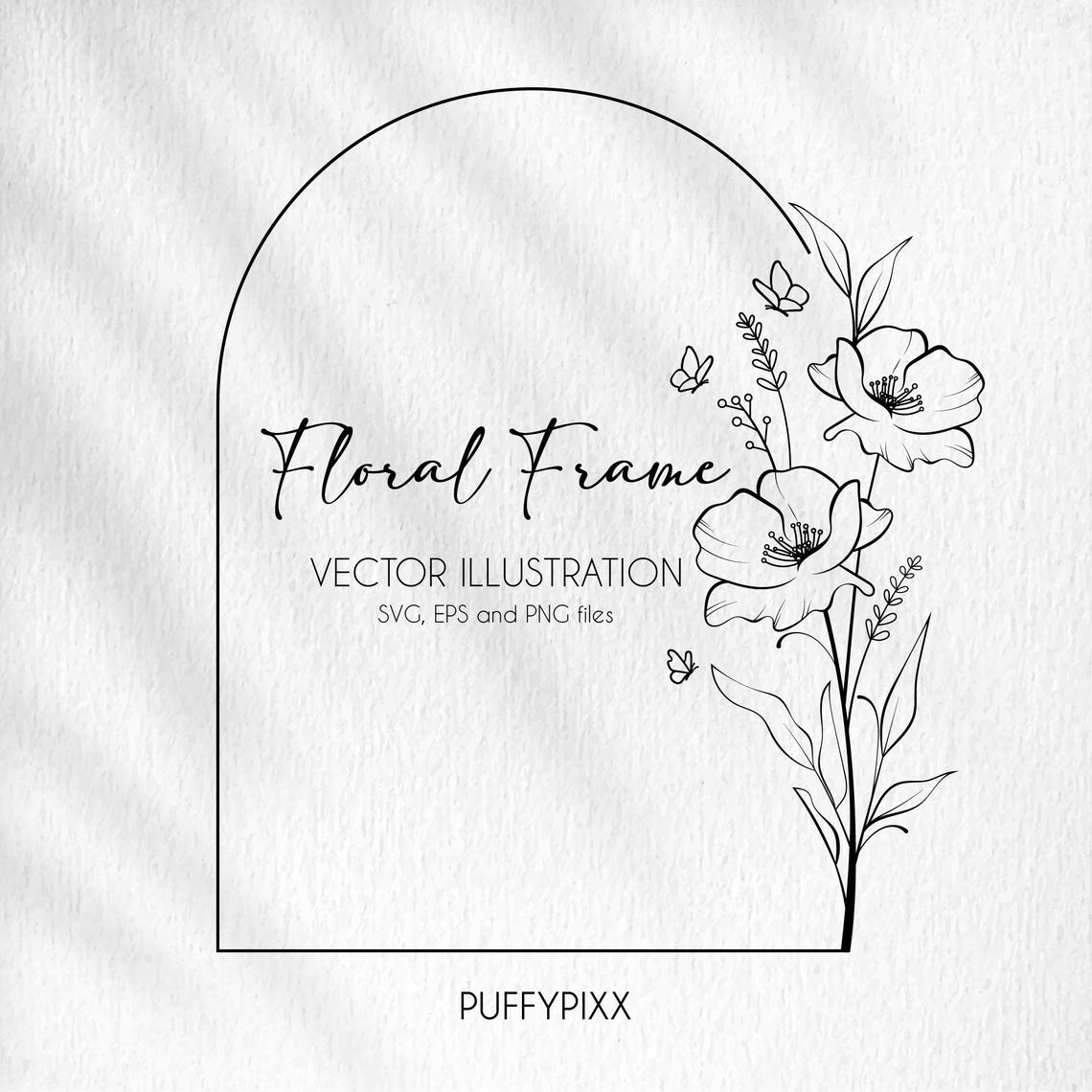 Arch Floral Frame Svg, Spring Flower Frames Svg, Floral Geometric Frame ...