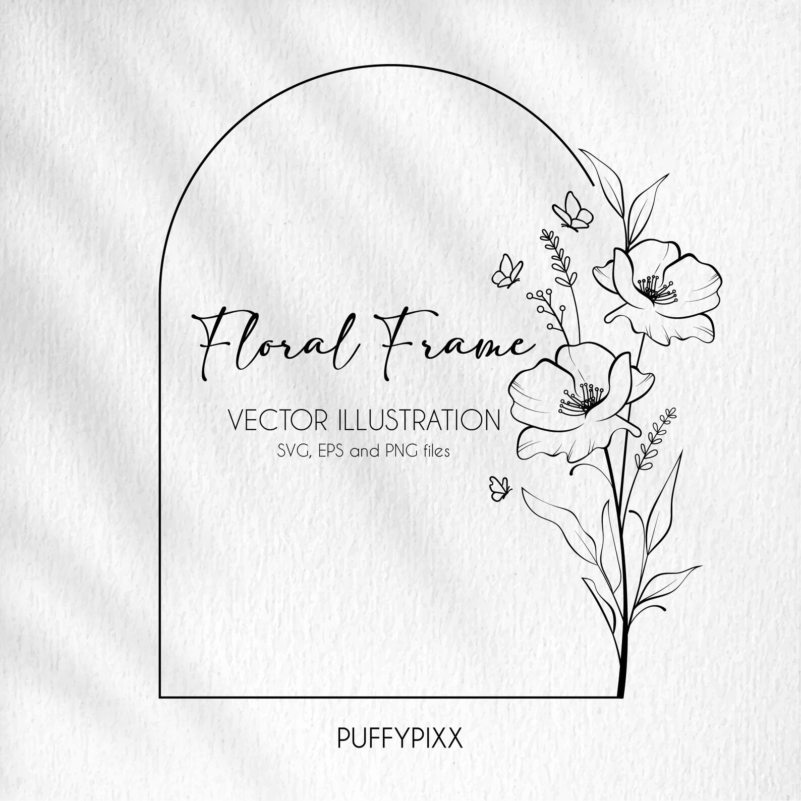 Arch Floral Frame Svg, Spring Flower Frames Svg, Floral Geometric Frame ...