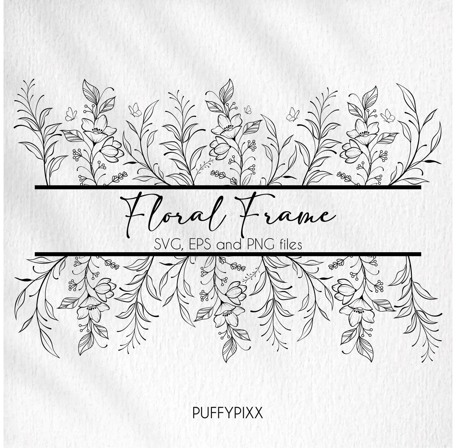 Split Floral Frame Svg, Floral Monogram Border, Floral Border Svg ...