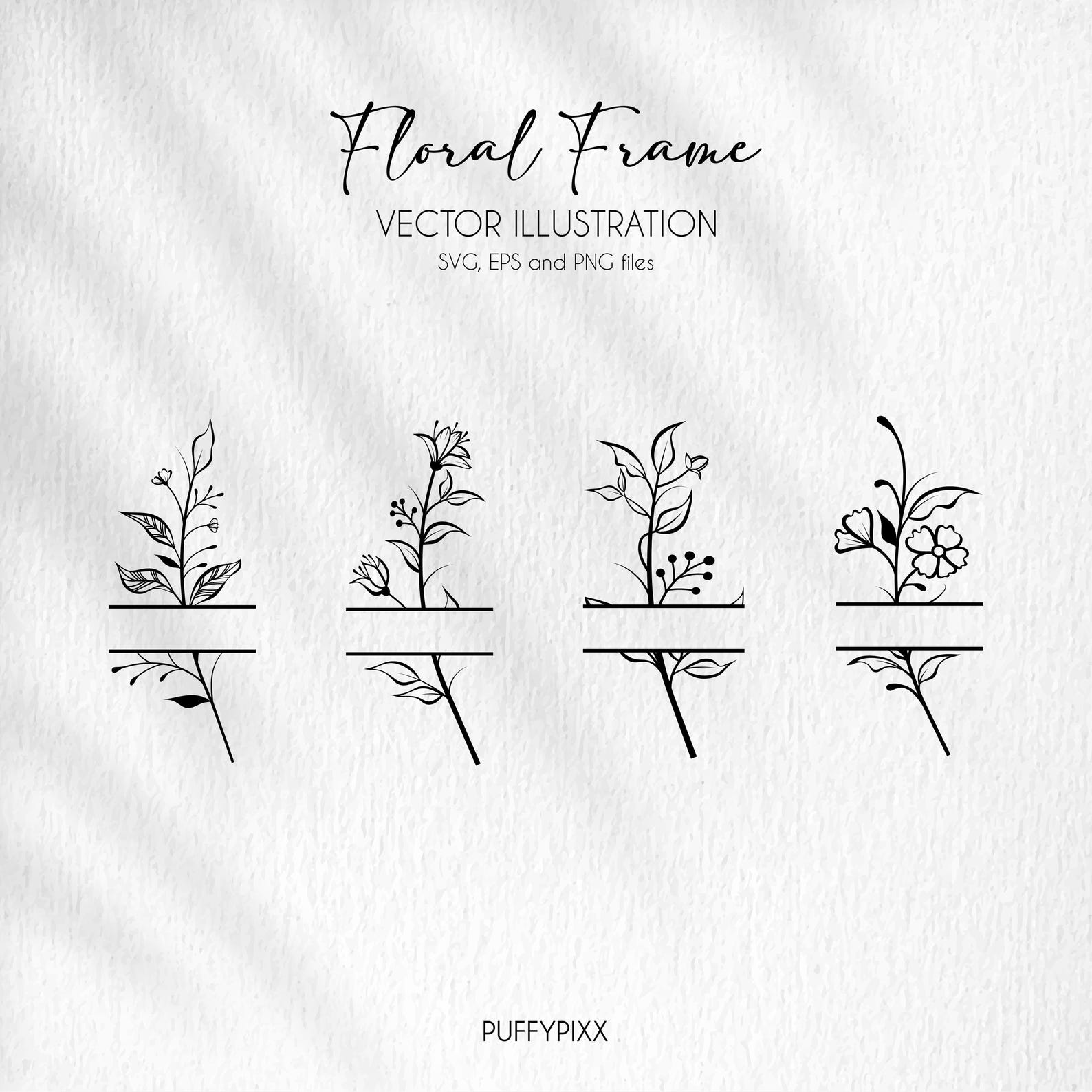 Floral Split SVG Bundle, Floral Frame Svg, Split Monogram Frame Svg ...