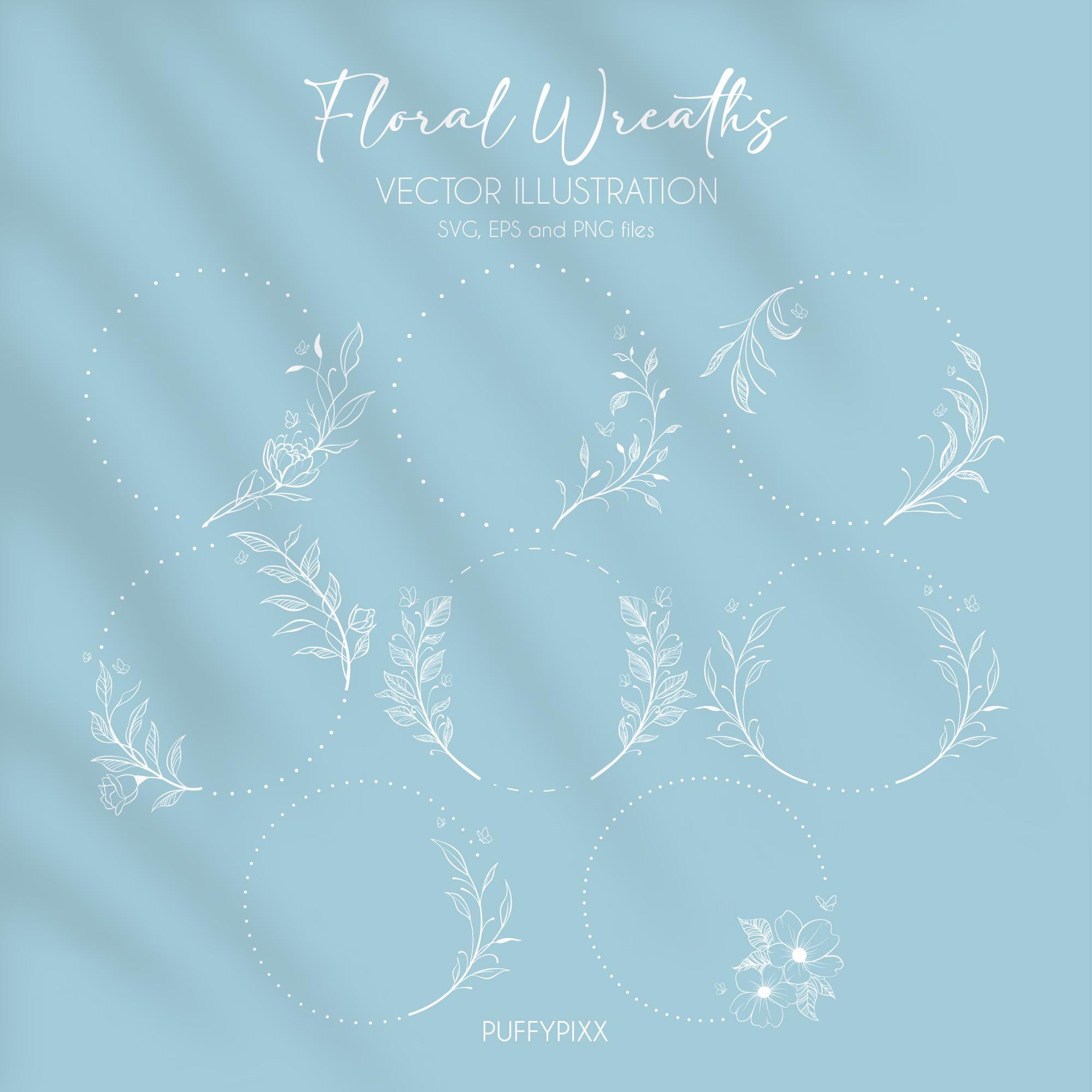 Floral Wreath SVG Bundle: Laurel Frame Clipart (PNG, EPS) - Etsy