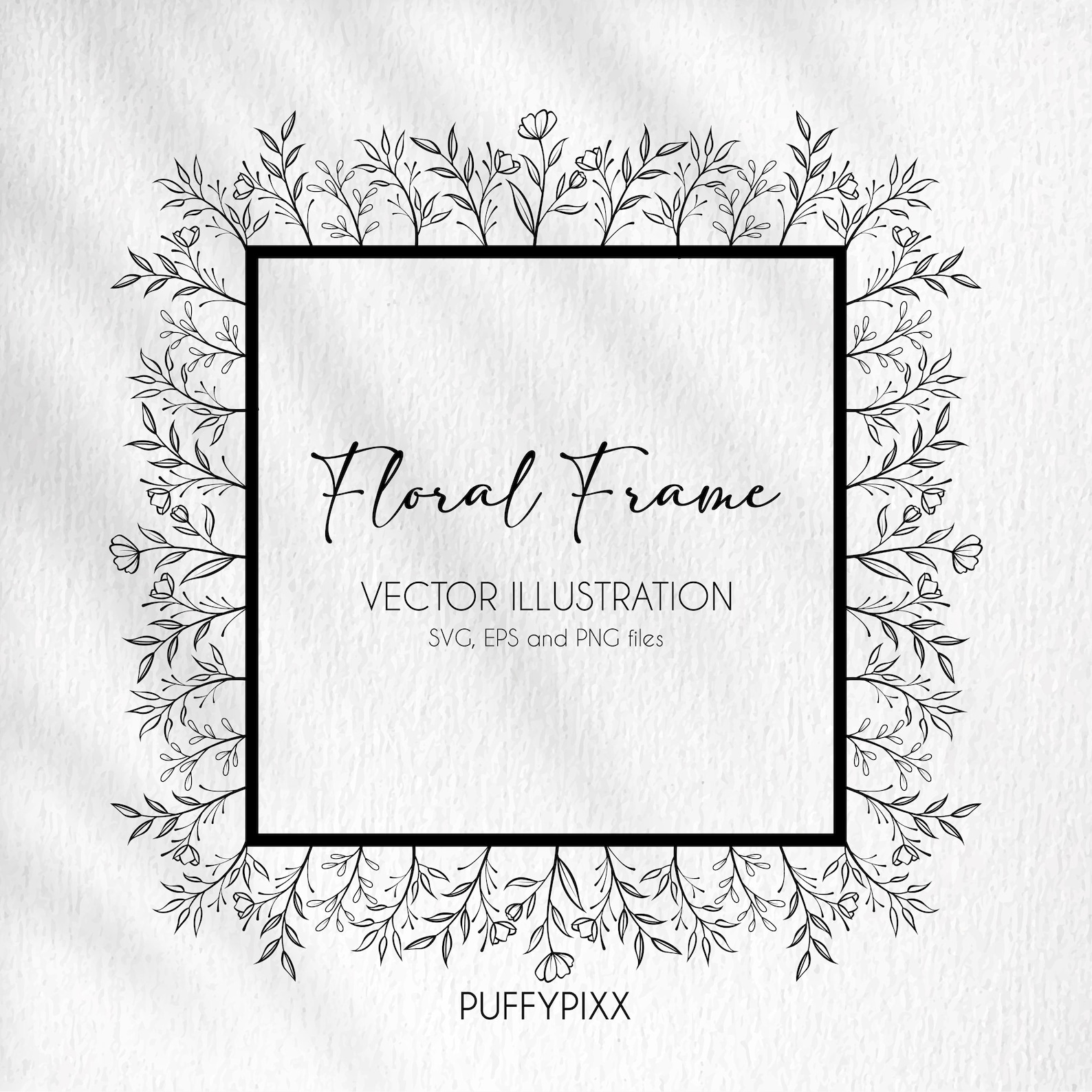 Floral Frame Svg, Square Frame Svg, Wedding Frame Svg, Leaves Frame Svg ...