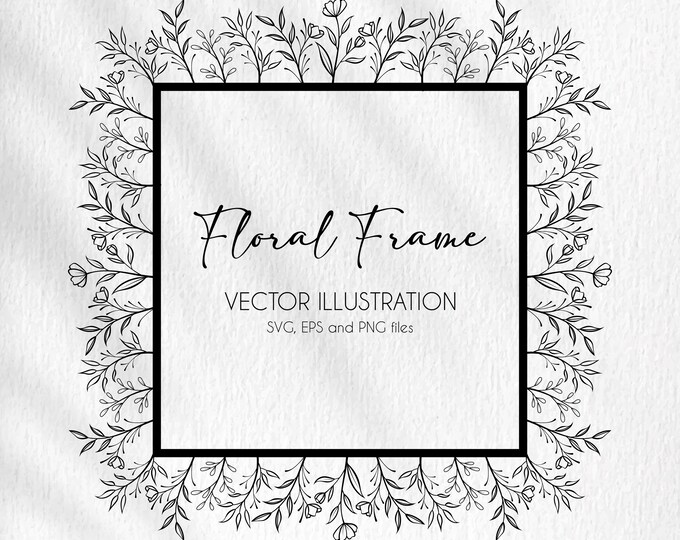 Rectangle Frame SVG, Wild Flower Frame, Floral Frame SVG, Flower PNG ...