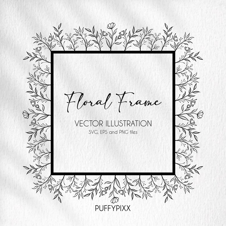 Floral Frame Svg, Square Frame Svg, Wedding Frame Svg, Leaves Frame Svg ...