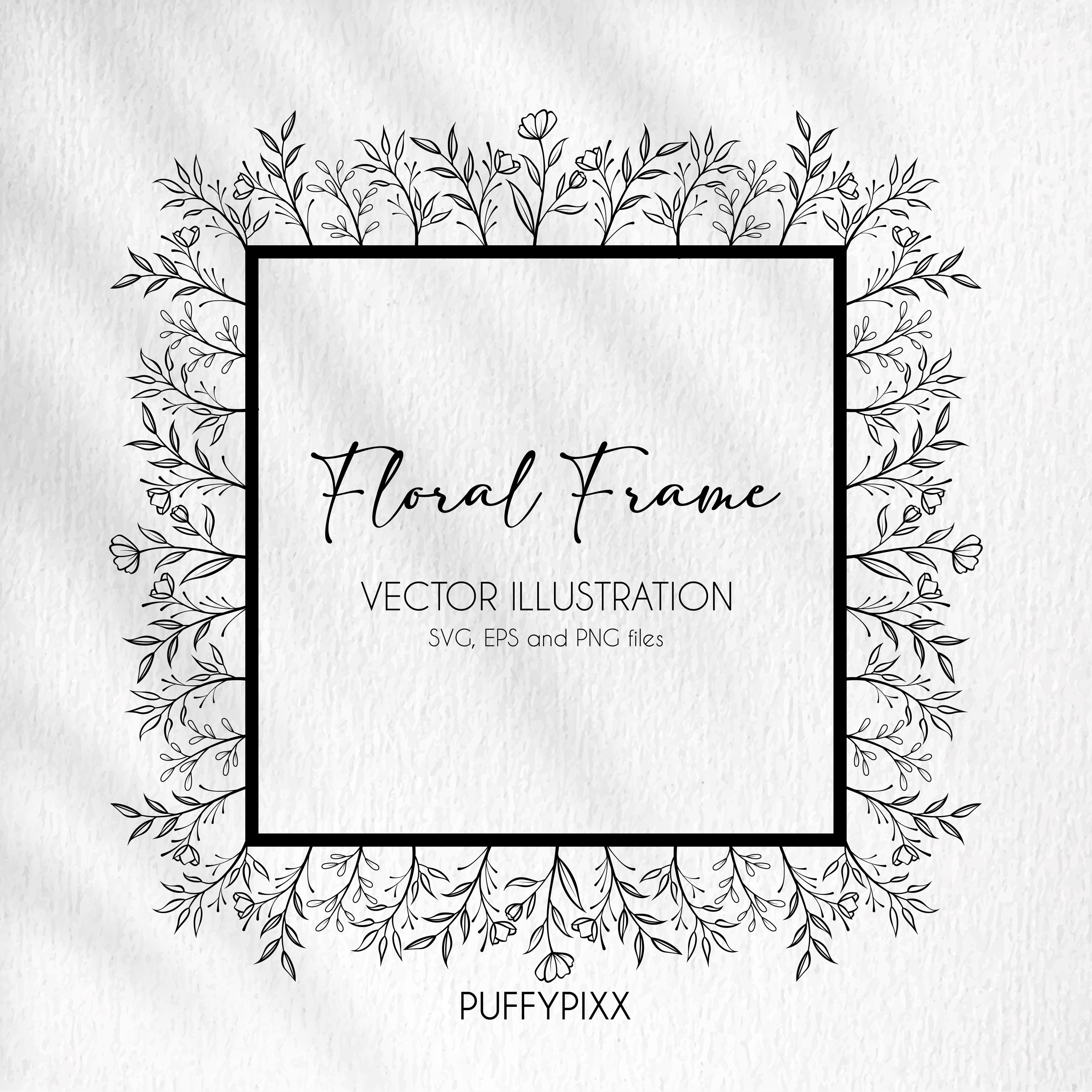Floral Frame Svg, Square Frame Svg, Wedding Frame Svg, Leaves Frame Svg ...