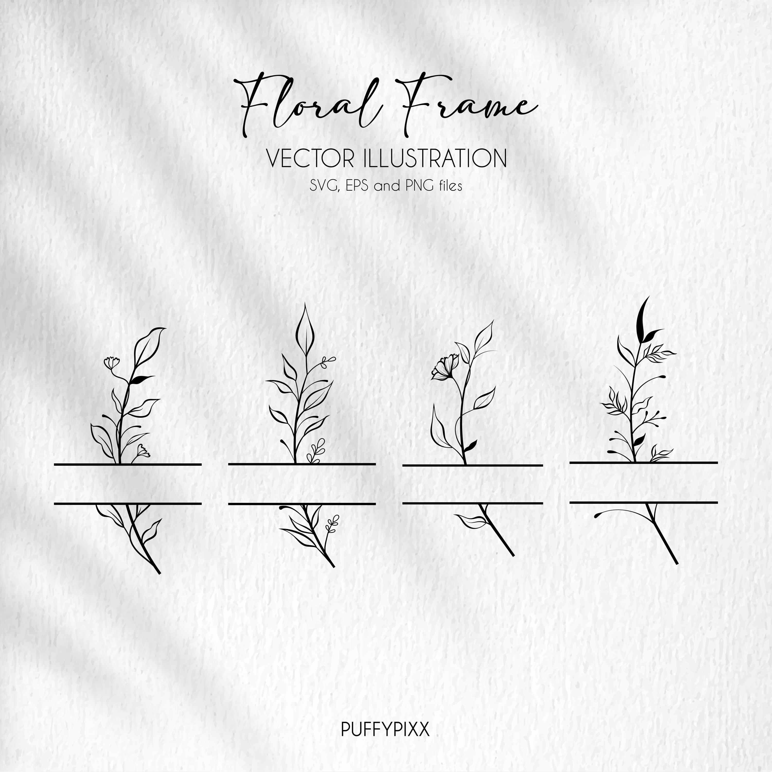 Floral Split SVG Bundle, Floral Frame Svg, Split Monogram Frame Svg ...