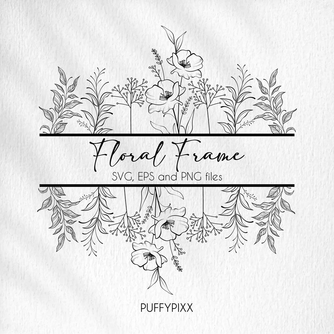 Floral Border Svg, Floral Frame Svg, Flower Border Svg, Split Monogram ...