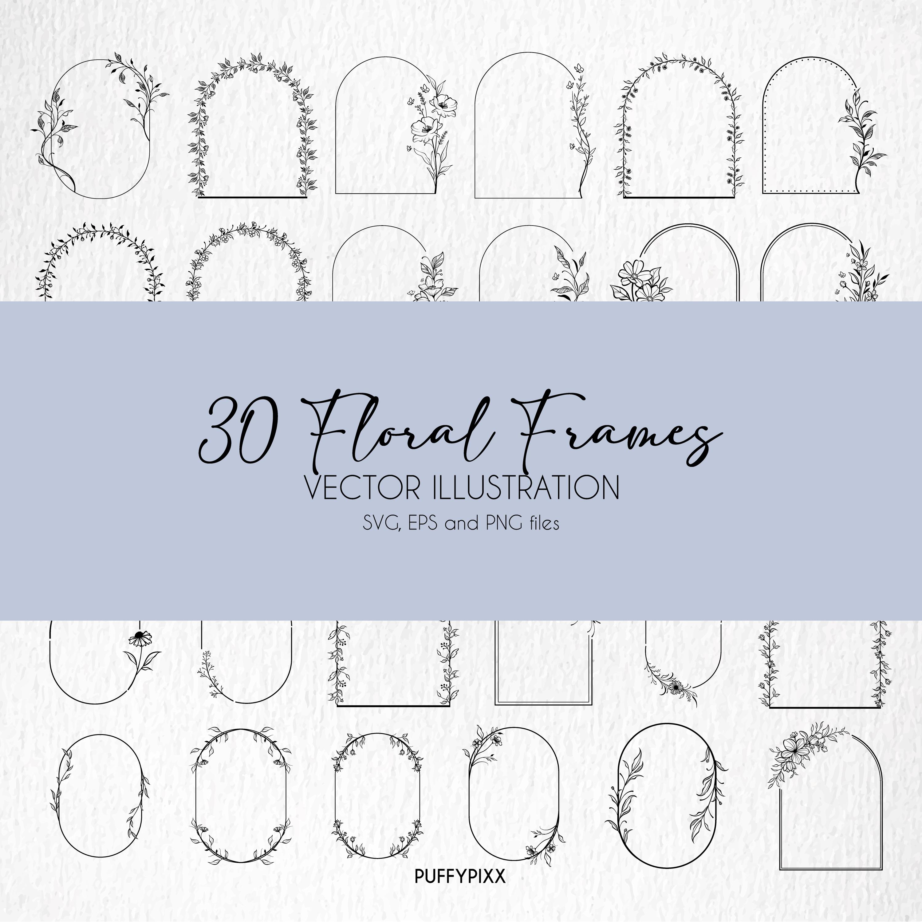 30 Arch Floral Frame Svg Bundle, Floral Wreath Svg, Wedding Floral Arch ...