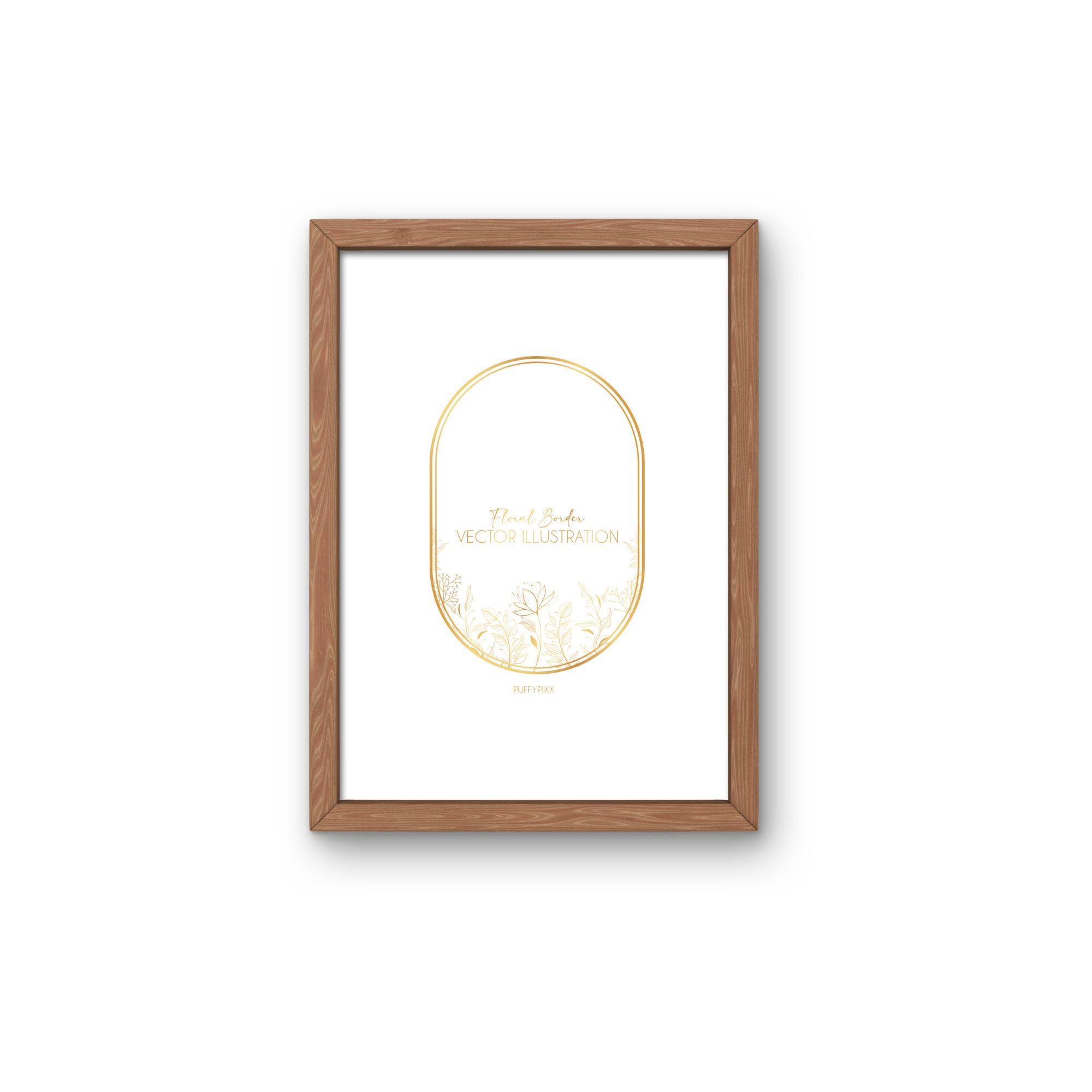 Gold Frame, Gold Gradient Frame, Gold Frame Floral Clipart, Gold Floral ...