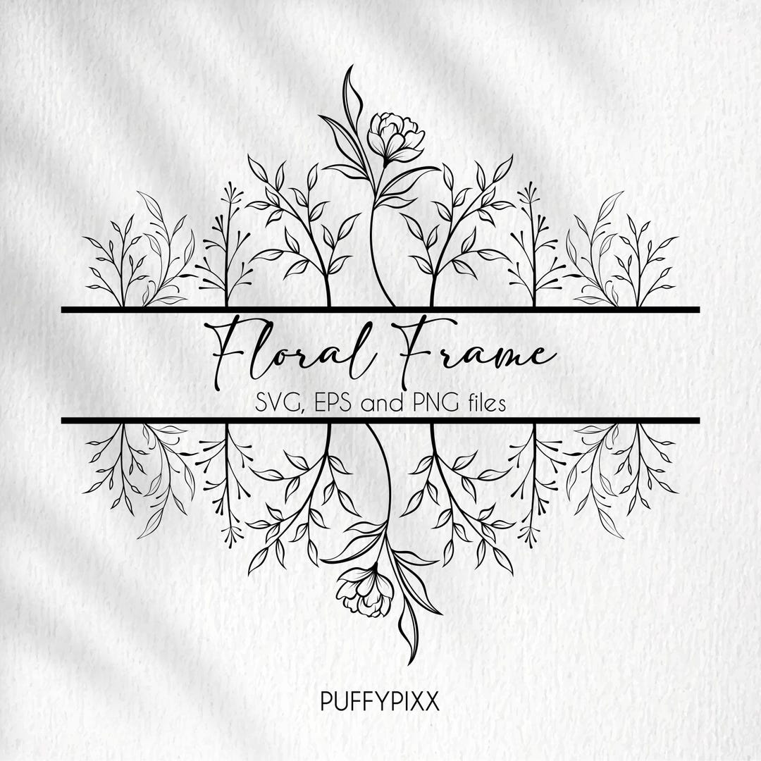 Split Floral Frame SVG: Wedding Monogram Border (digital Download) - Etsy