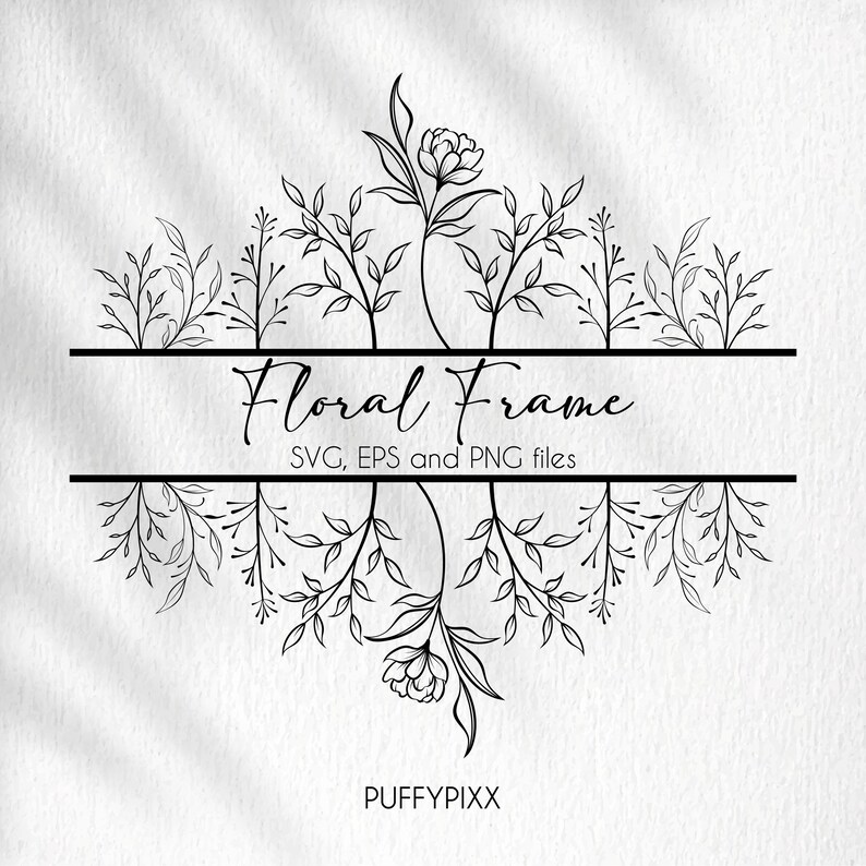 Split Floral Frame SVG: Wedding Monogram Border (digital Download) - Etsy