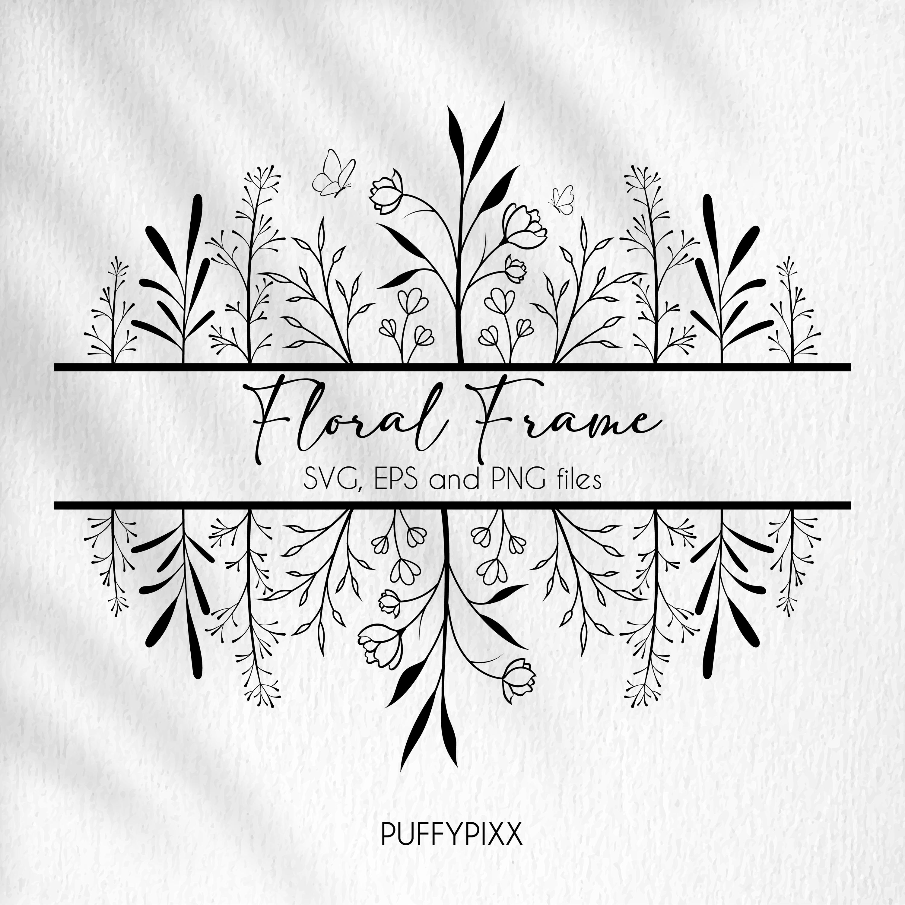 Floral Border Svg, Floral Frame Svg, Flower Border Svg, Split Monogram ...