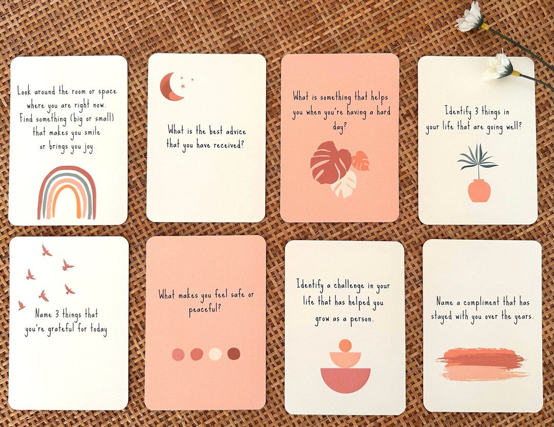 Gratitude Card Deck, Daily Mindfulness Cards, Boho Self Care Cards ...