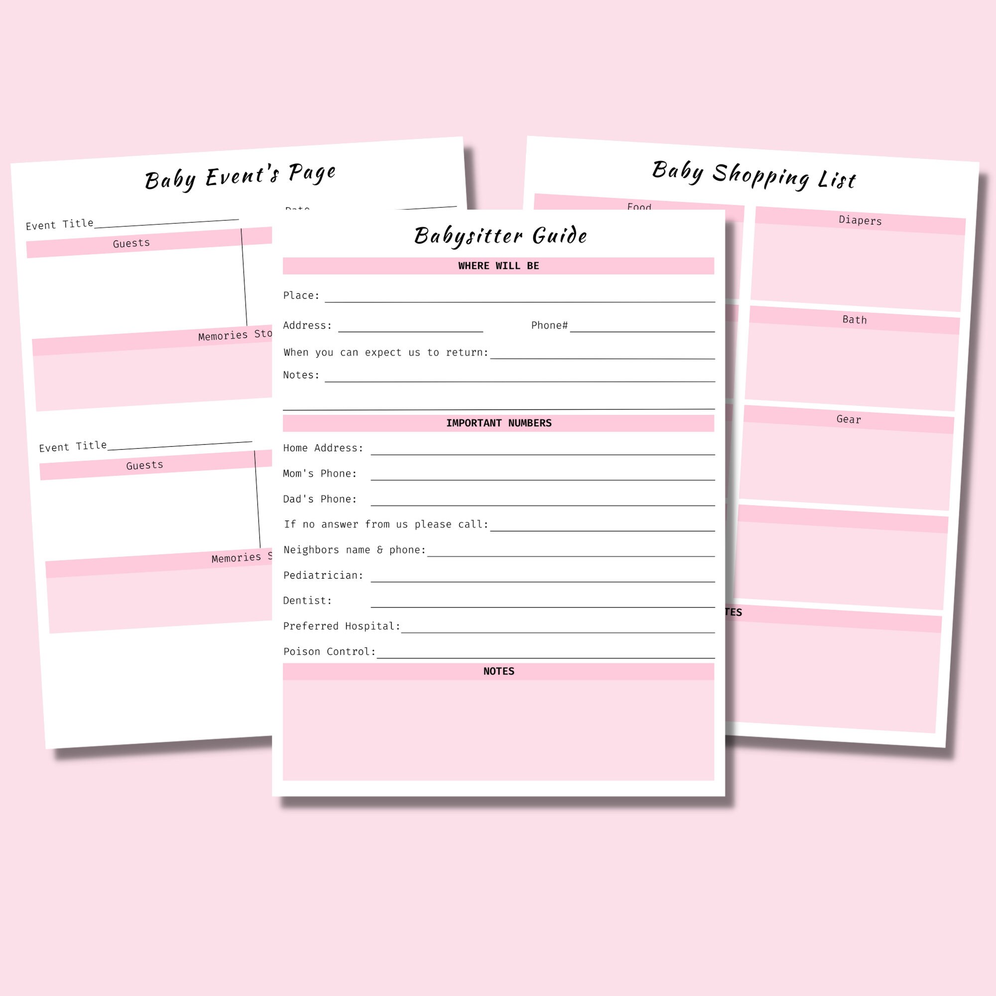 Baby Planner, Printable Feed Digital, Download Baby Book Memories ...