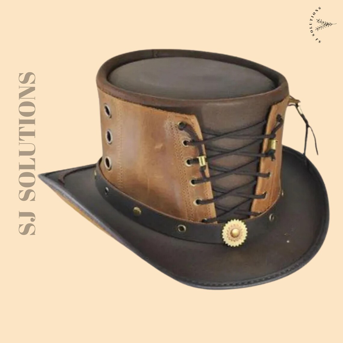 Handmade Steampunk Leather Hat Black and Brown Unique Cosplay Accessory ...