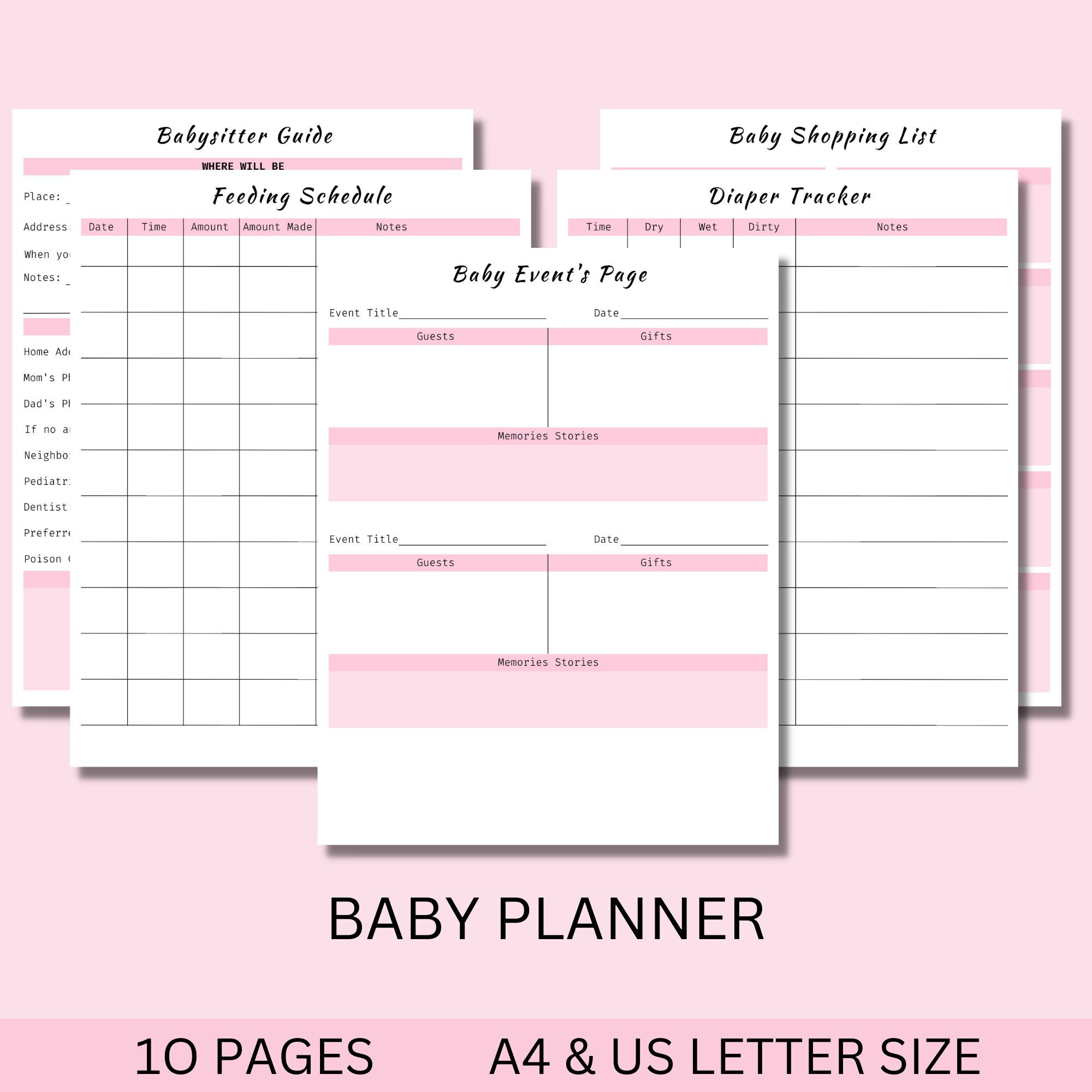 Baby Planner, Printable Feed Digital, Download Baby Book Memories ...