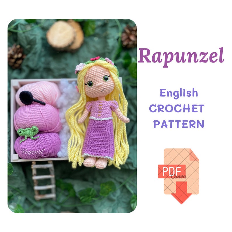 Rapunzel Doll, Crochet English PDF Pattern, Princess Rapunzel Amigurumi ...