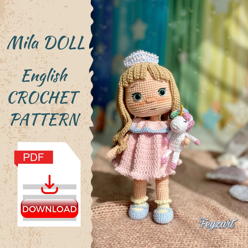 Crochet Pattern Mila Doll Amigurumi PDF English - Etsy