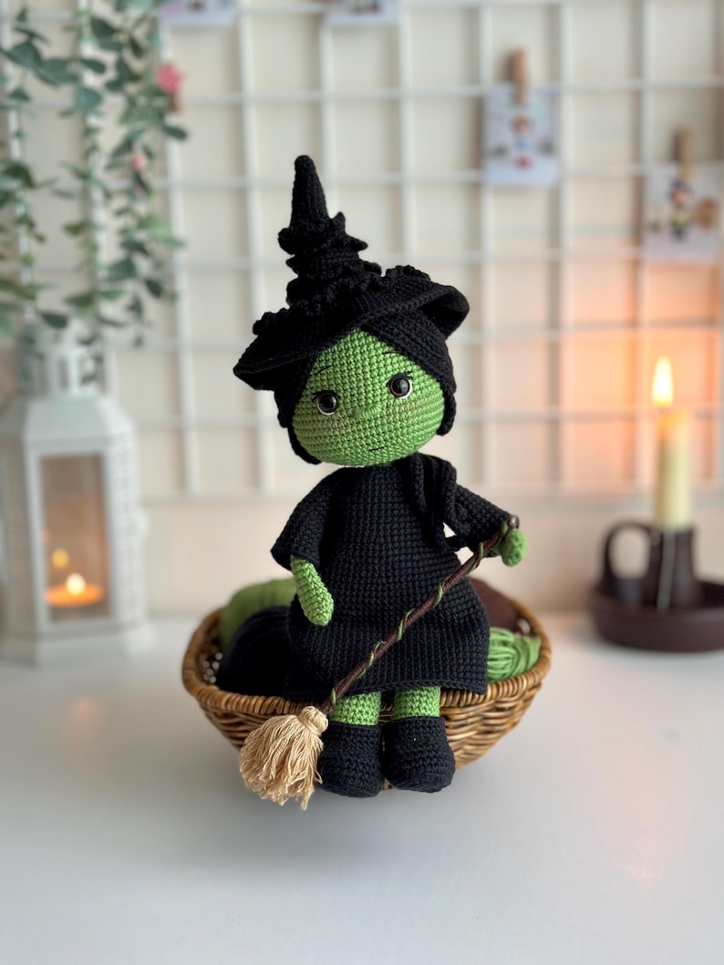 Amigurumi Elphaba Wicked Dolls Crochet Pattern – Halloween Witch Girl ...