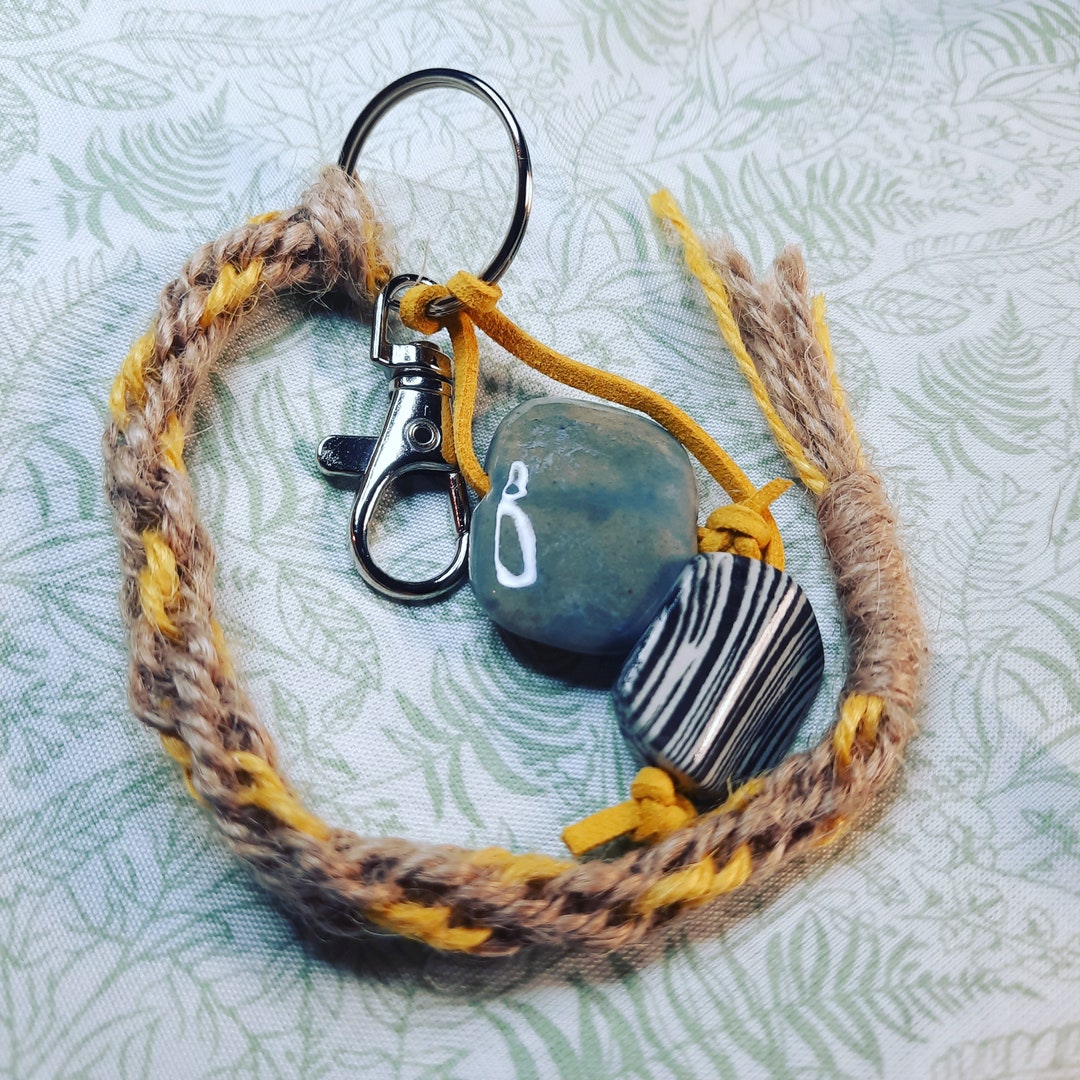 Braided Kumihimo Keyring With Ceramic Beads - Etsy