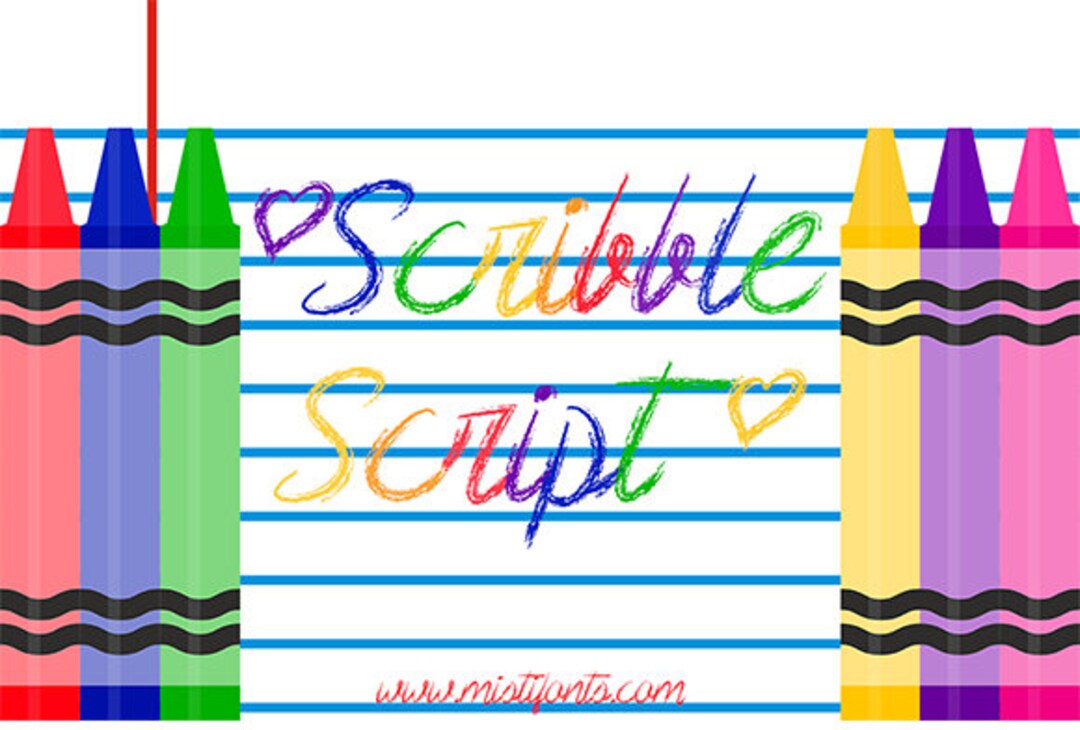 Crayon Font, Crayon Font Embroidery, Monoline Font, Curvy Font, Playful ...