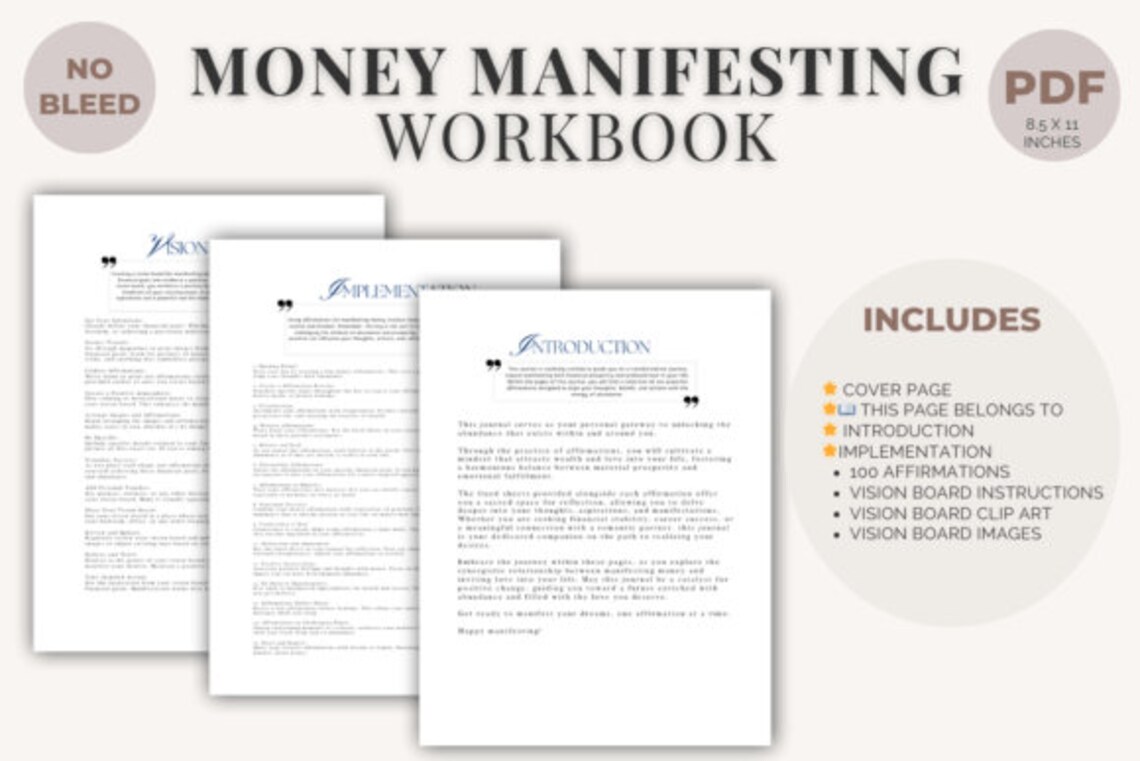 Money Mindset Workbook, Mindset Workbook, Money Affirmations, Mindset ...