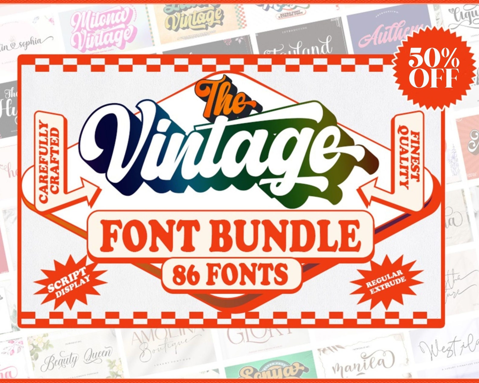 Vintage Font Bundle, Retro Serif Font, Cricut Font, Procreate Font ...