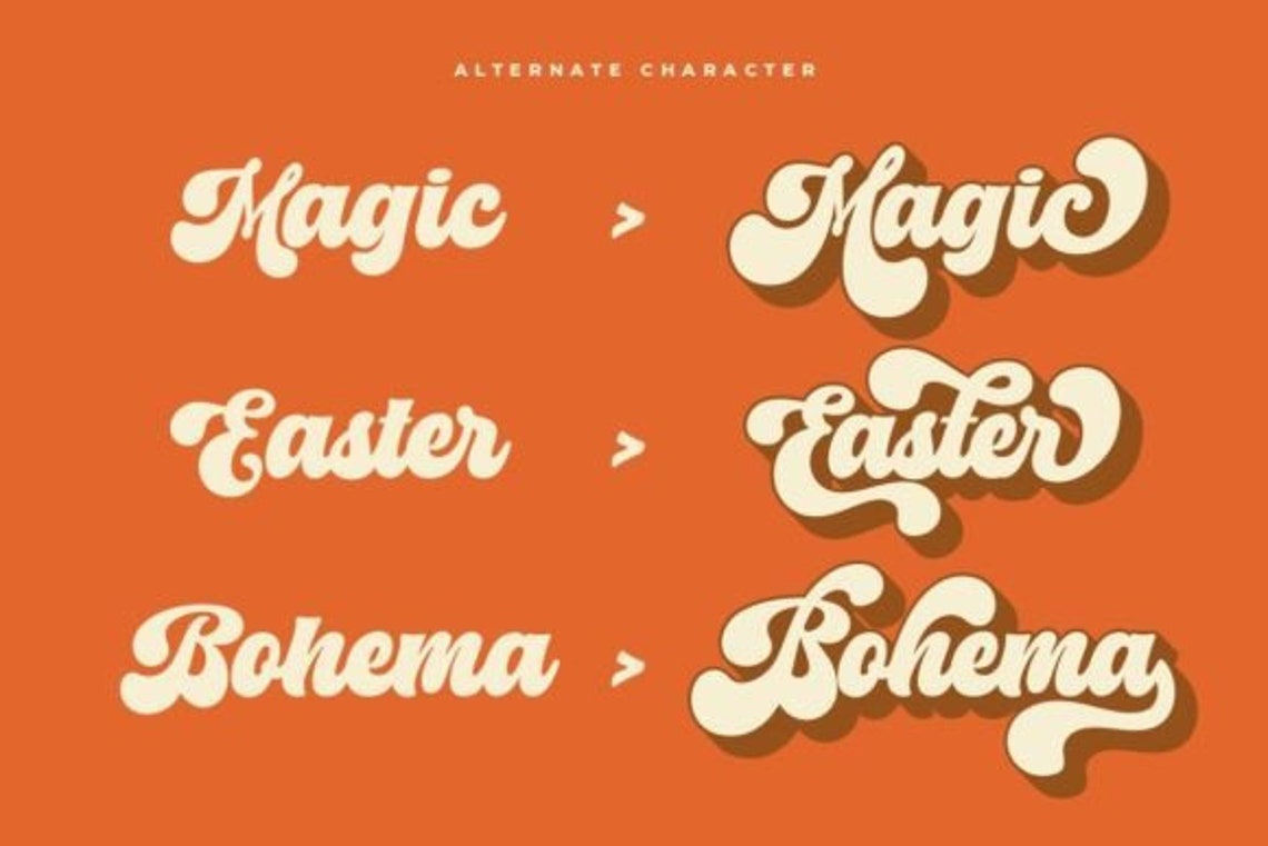 Chunky Retro Groovy Font, Retro Serif Font, Fonts Procreate, Fonts Cricut, Retro 70s Font, Fonts ...