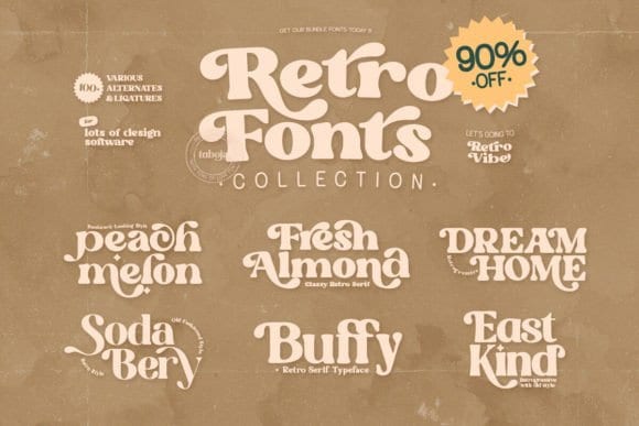Retro Font Bundle TTF| Retro Modern Font | Groovy Font | Retro Serif ...