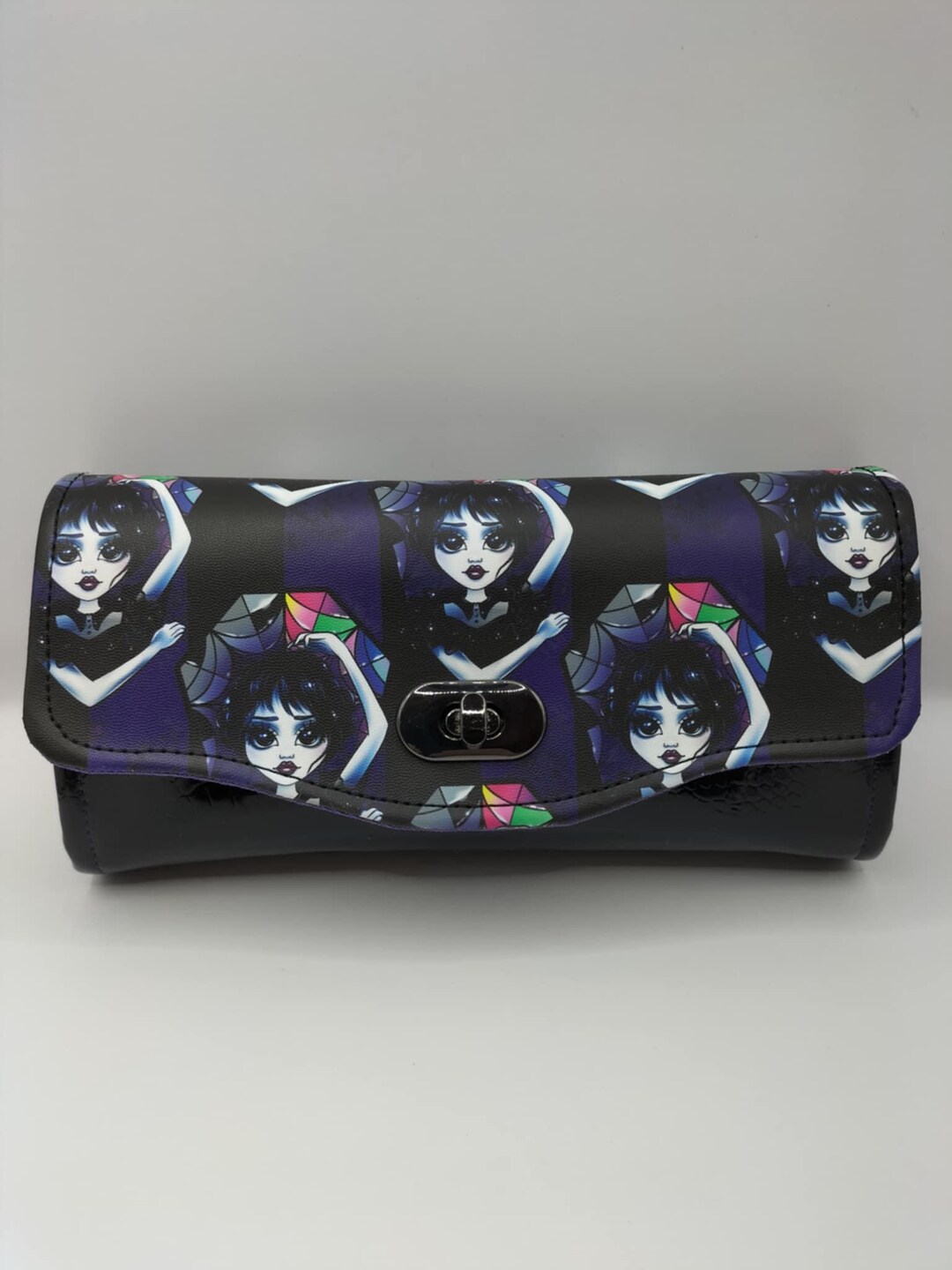 Wednesday Addams Clutch Wallet: Faux Croc Goth Purse With Wristlet ...