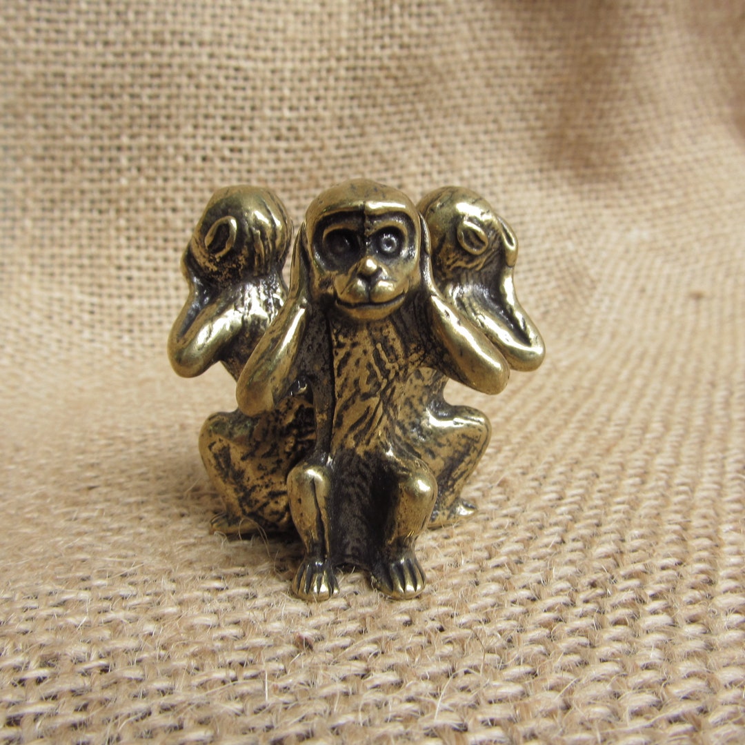 Tom1211 Brass Three Conjoined Monkeys No-seeing No-hearing No-saying ...