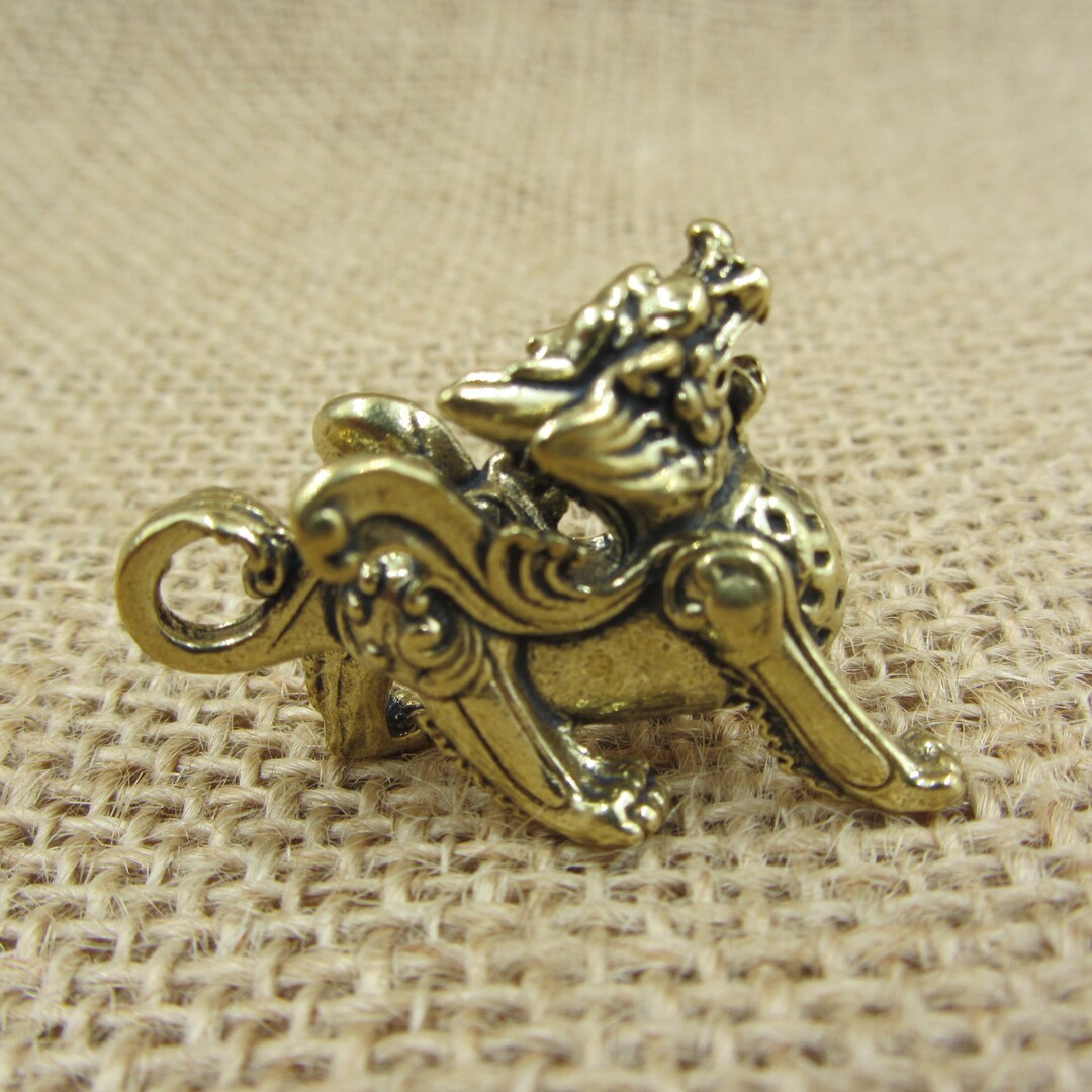 Tom414 Get 2 Mini Wealth Pixiu Statue Feng Shui Decor Kirin Piyao Brass ...