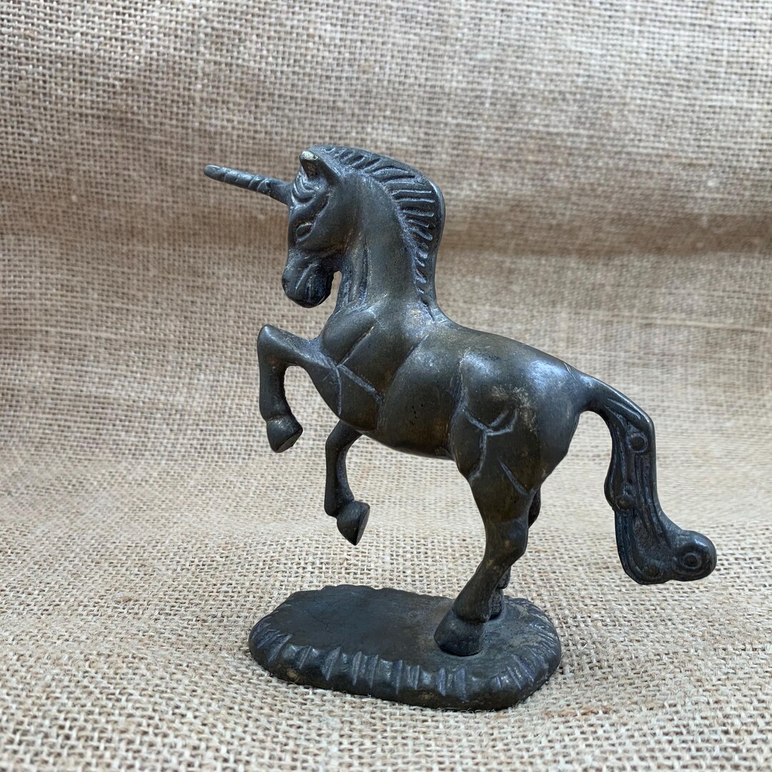 Vintage Copper Unicorn Horse Sculpture, Nordic Retro Statue for Home ...