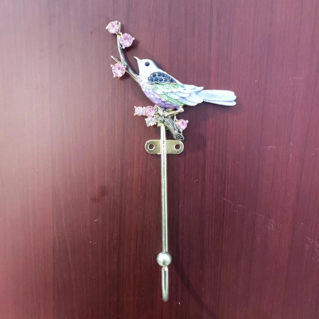 Lovely Bird Cast Iron Single Wall Hook Key Towel Coat Hanger Cloisonne ...