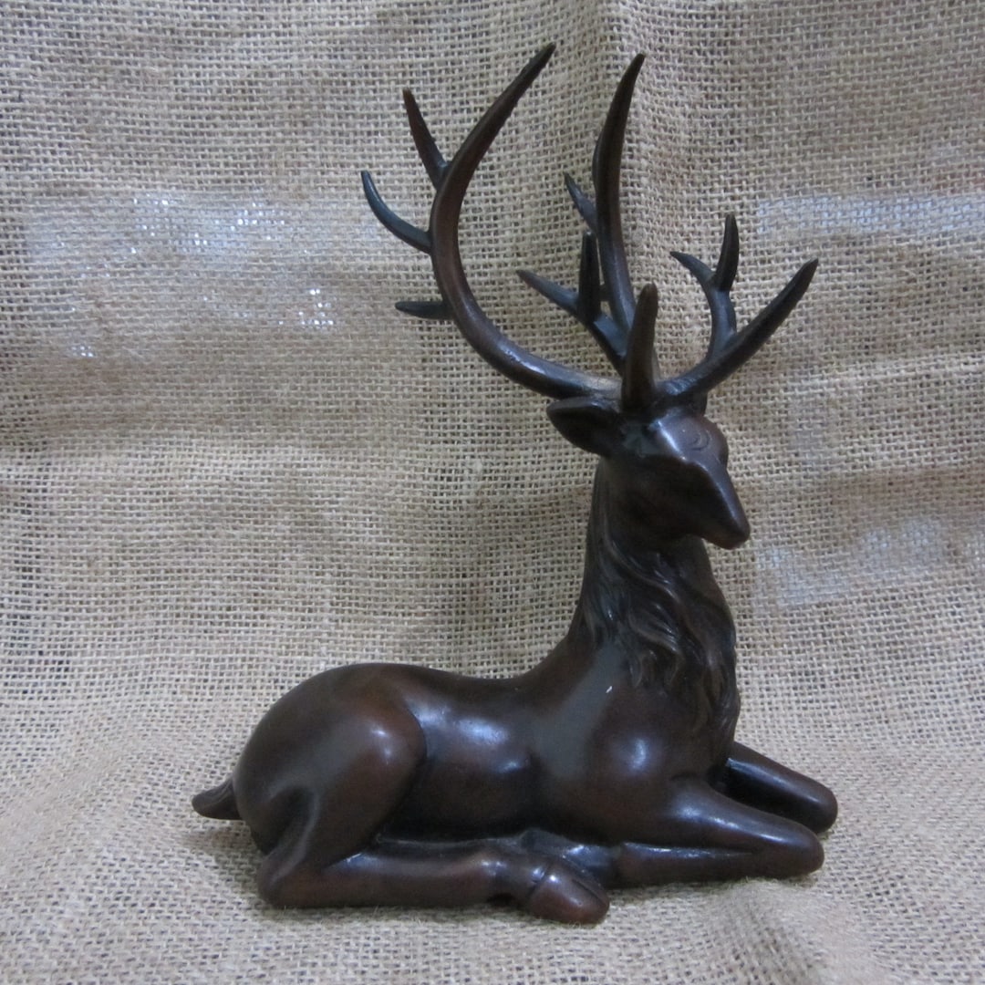 Tom3953 Vintage Retro Copper Deer Sculpture Lucky Animal Statue Home ...