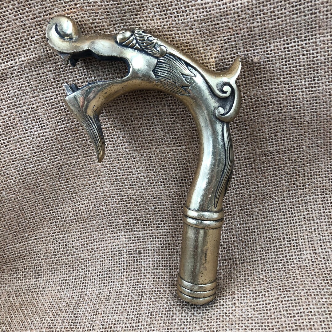 Tom6241 Antique Copper Dragon Head Handle for Wooden Walking Stick Cane ...