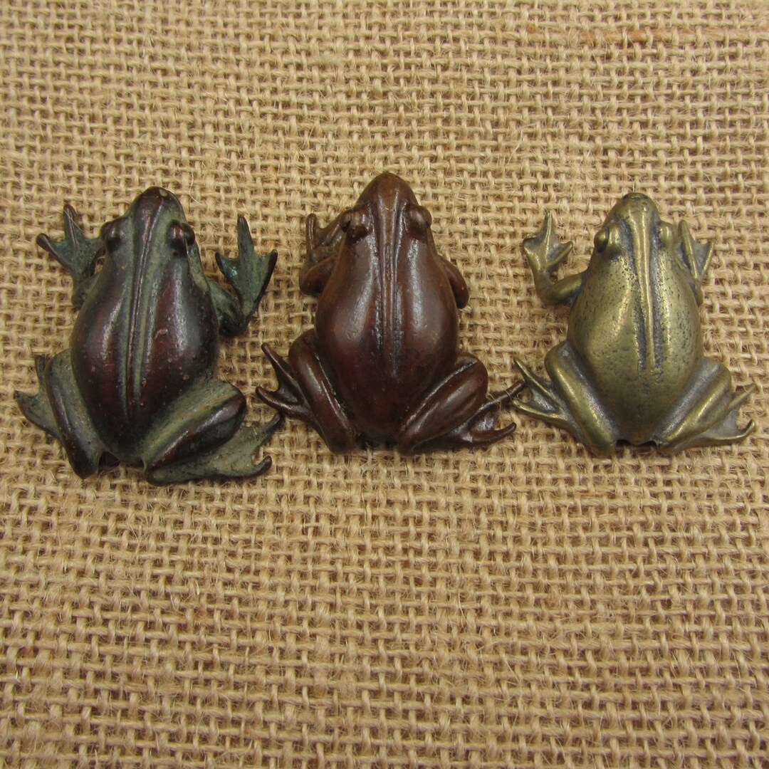 Copper Brass Toad Frog Statue, Carved Fengshui Animal Cute Frog Antique ...