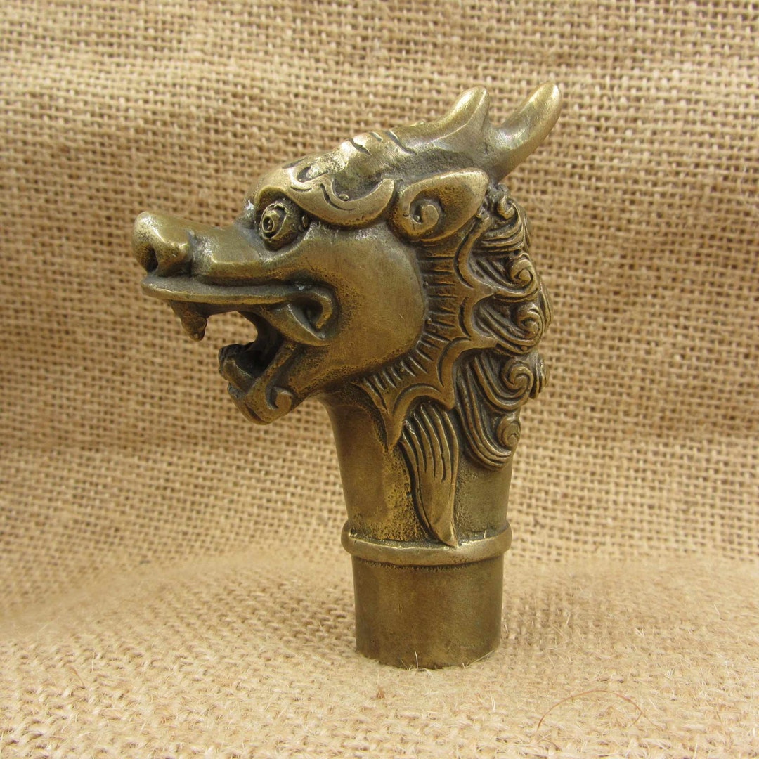 Antique Brass Dragon Design Head Handle for Wooden Walking Stick Cane ...
