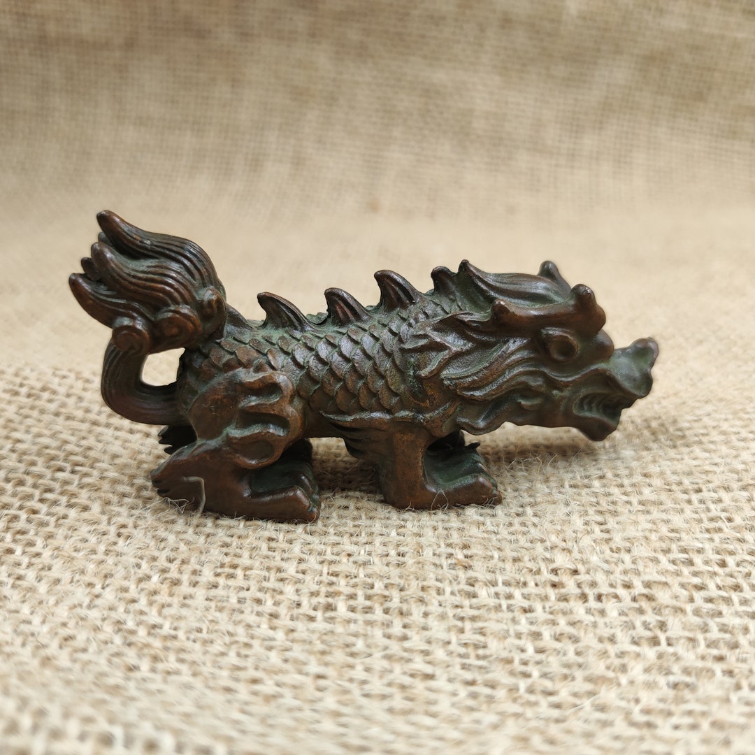 Vintage Copper Pulao Beast Statue, the 4th (oldest) Son of Dragon ...