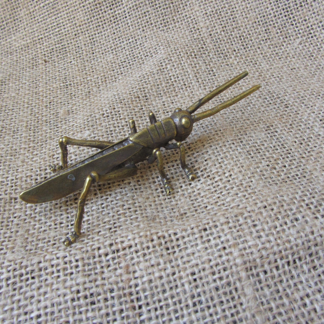 Tom0351 Copper Grasshopper Figurine Insect Simulation 1:1 Tiny Retro ...
