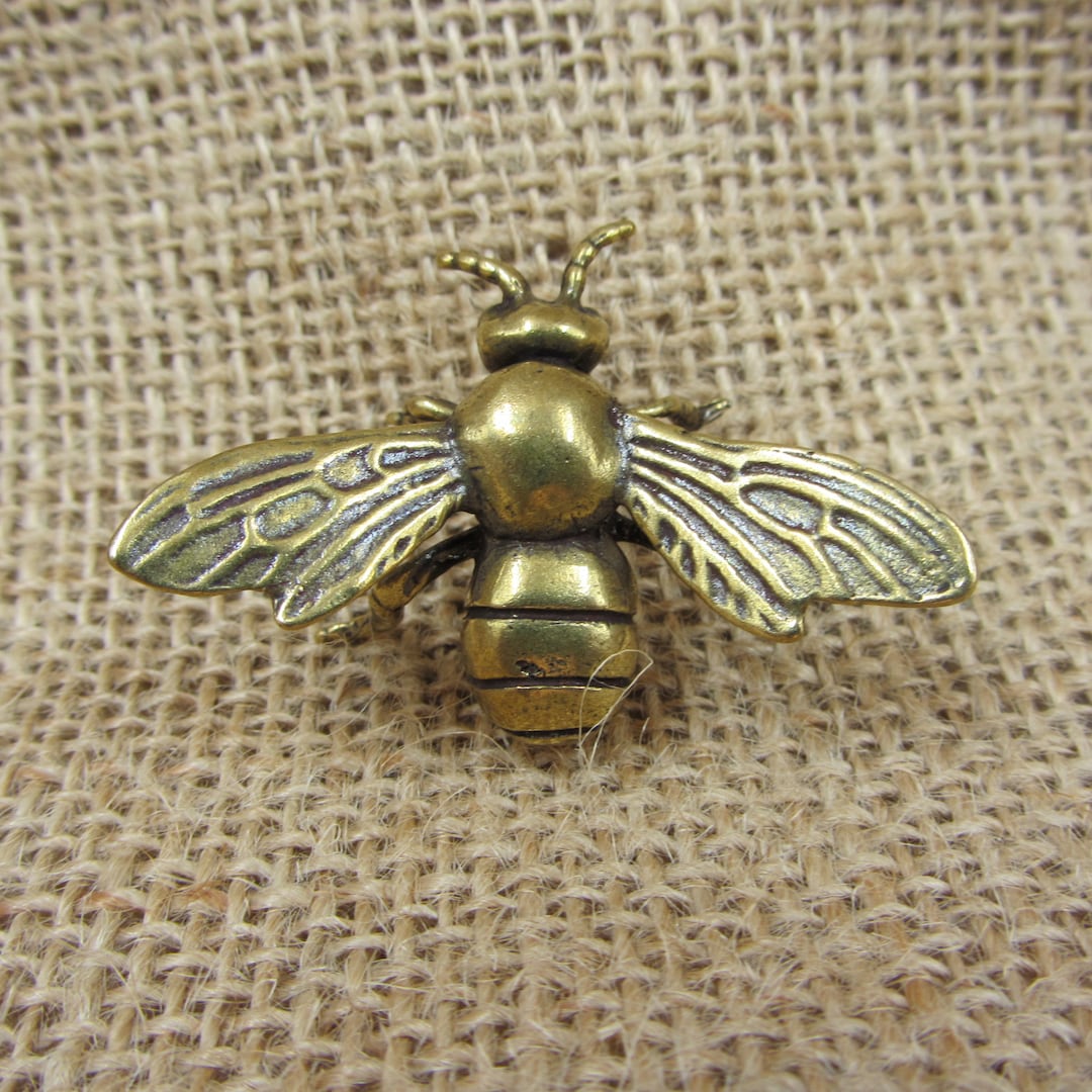 2 Pcs Brass Honey Bee, Mini Brass Bees Figurine, Small Vintage ...