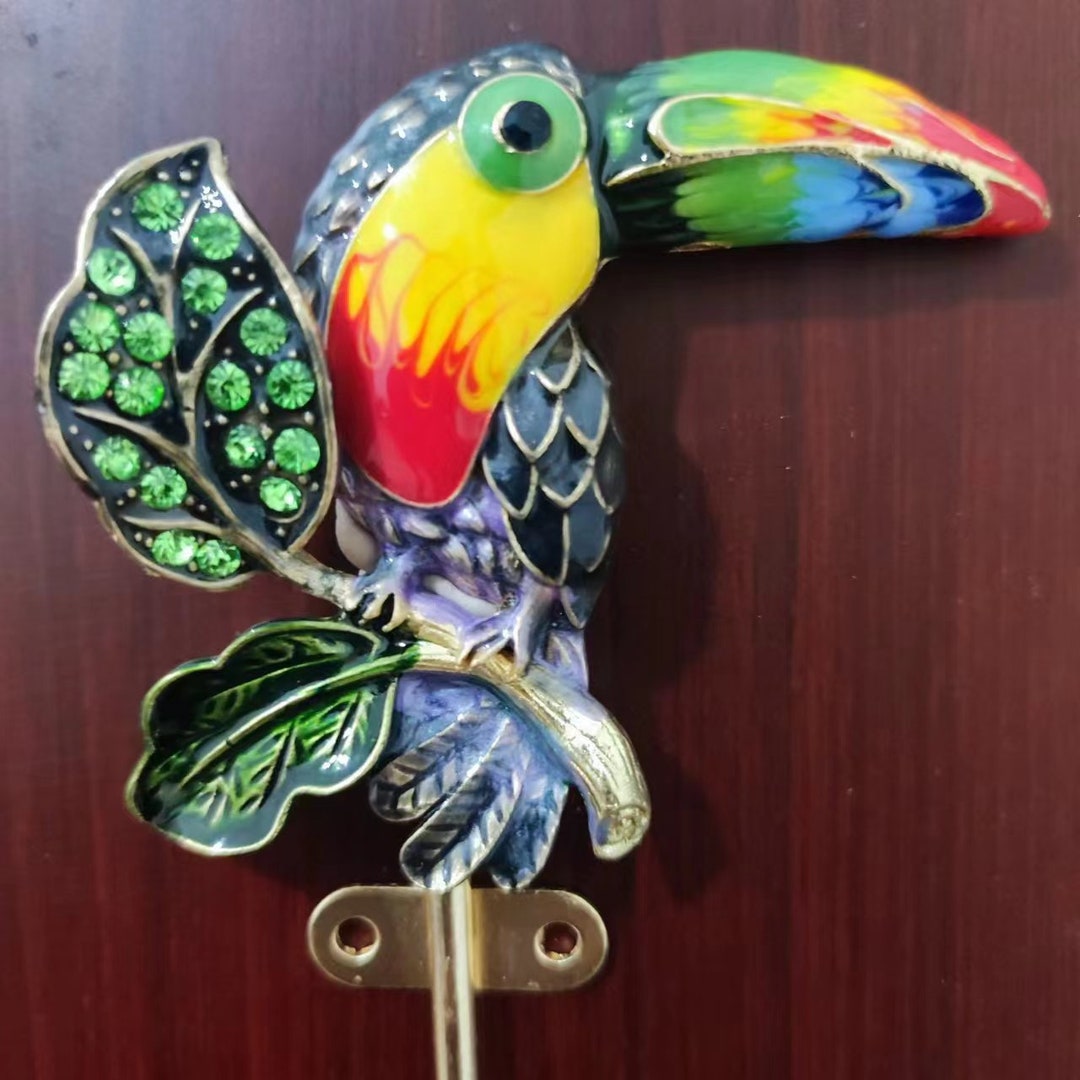 Nice Parrot Cast Iron Single Wall Hook Key Towel Coat Hanger Cloisonne ...